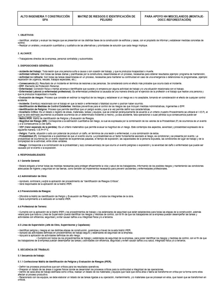 Miper 2022 - Alto Spa | PDF | Riesgo | Probabilidad