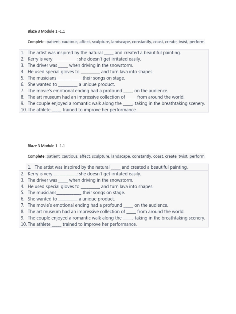 Blaze 3 Vocab | PDF | Taste | Plants