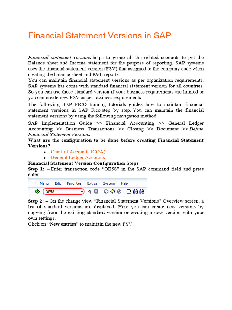 Sap FSV | PDF | Financial Statement | Computing