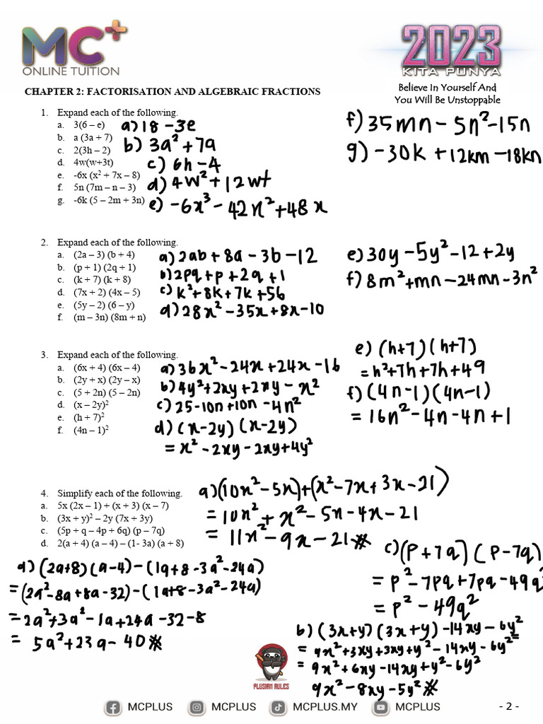 Form 2 Maths Homework PB 15-18 June | PDF