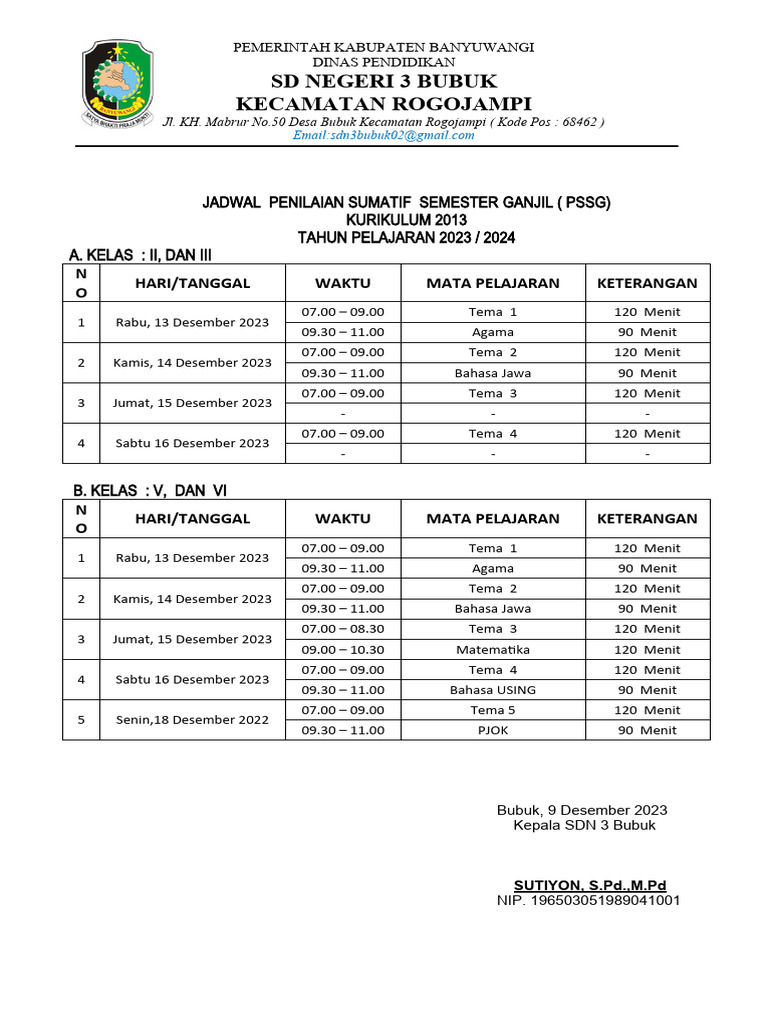 Jadwal Aksas-Sas 2023-2024 | PDF