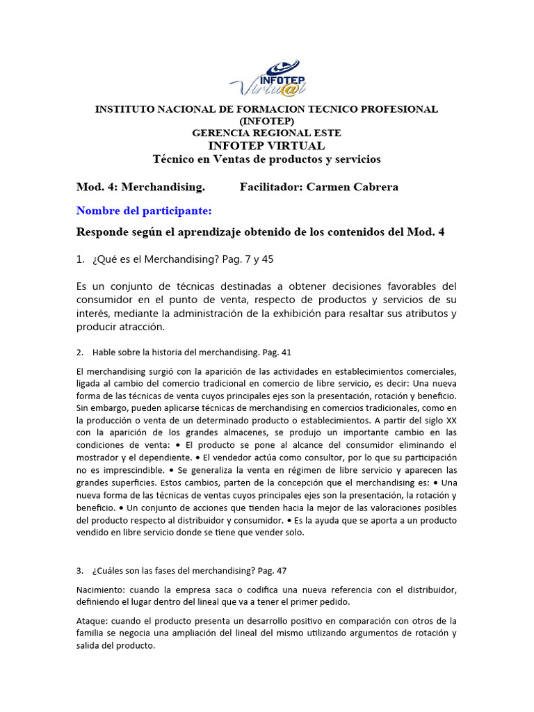 Tarea 1 Modulo 4 Merchandising Completada | PDF
