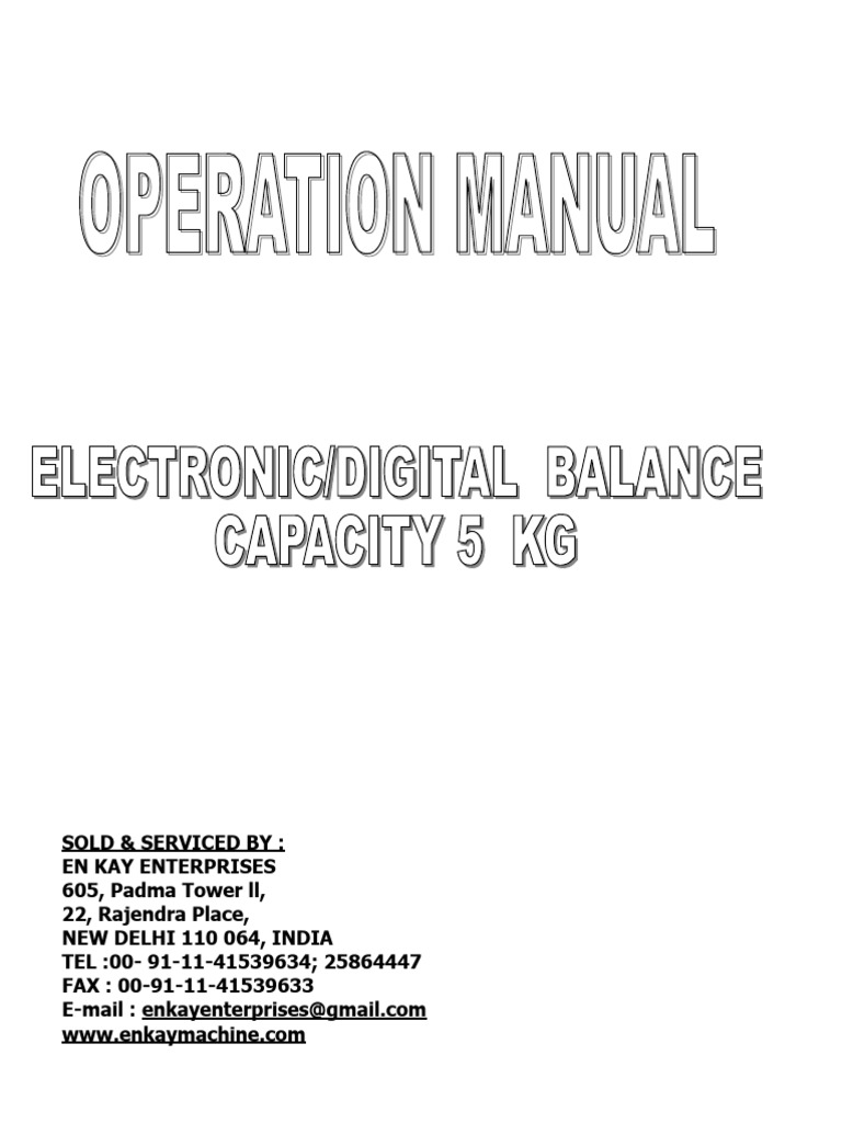 Digital Weighing Balance 5kg Manual | PDF