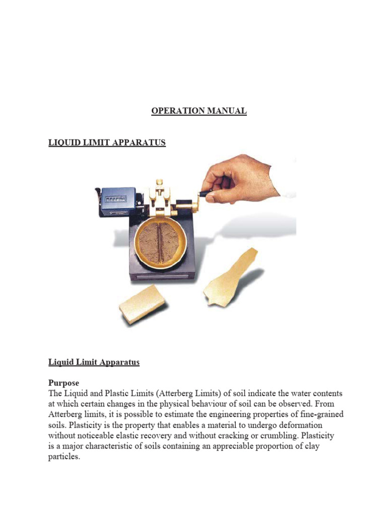 Operation Manual Liquid Limit Device | PDF
