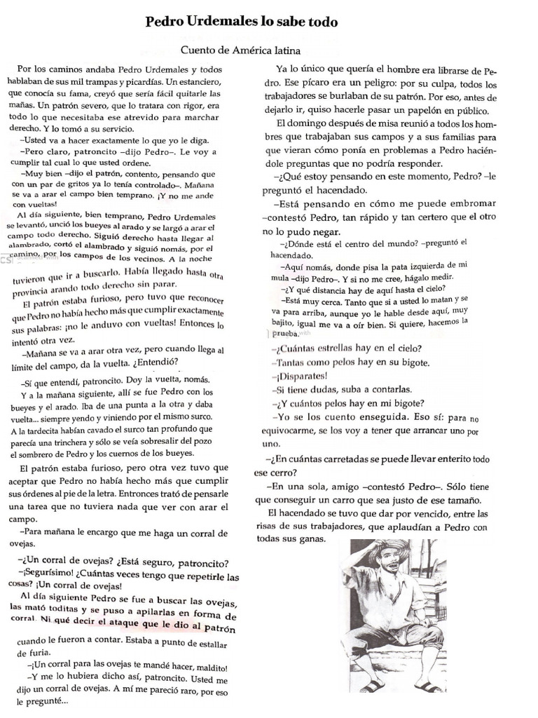Pedro Urdemales Lo Sabe Todo - Cuento Popular | PDF