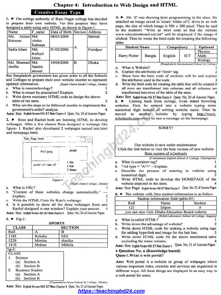 English Version HSC Ict MCQ Question With Answer Chapter 4 | PDF ...