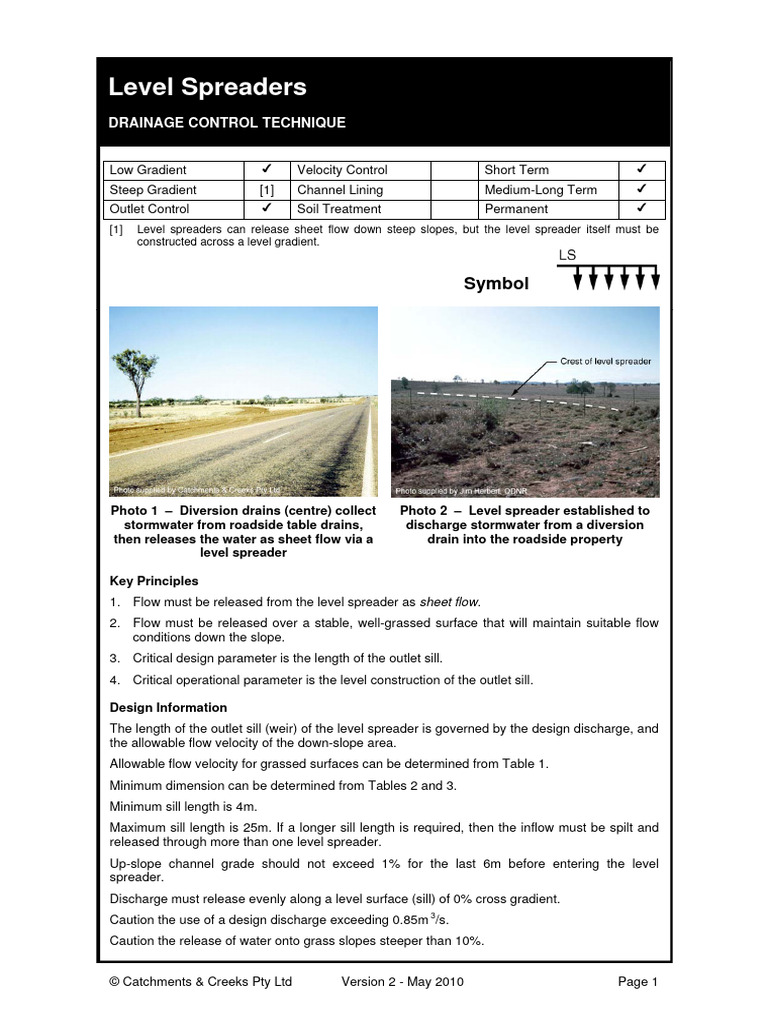 Level Spreaders- | PDF | Erosion | Discharge (Hydrology)