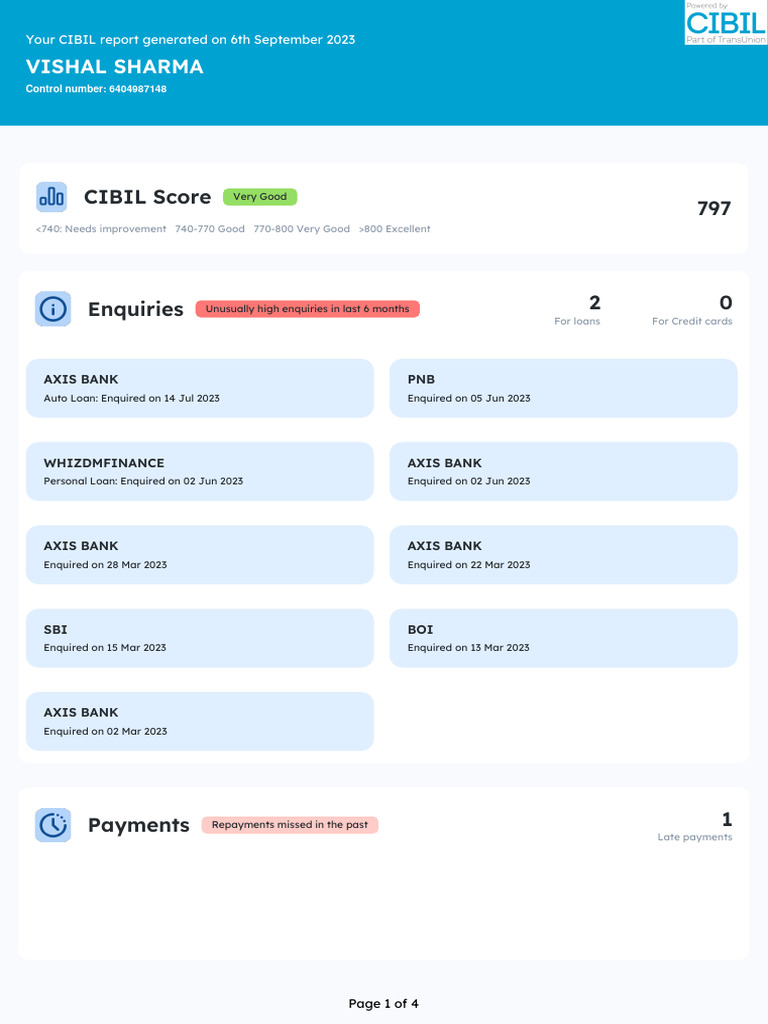 Cibil Report | PDF | Annual Percentage Rate | Loans