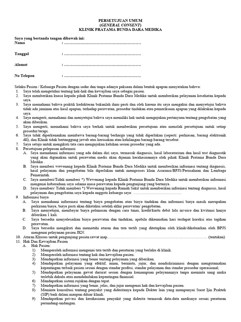 PERSETUJUAN UMUM (General Consent) | PDF | Pengembangan Diri