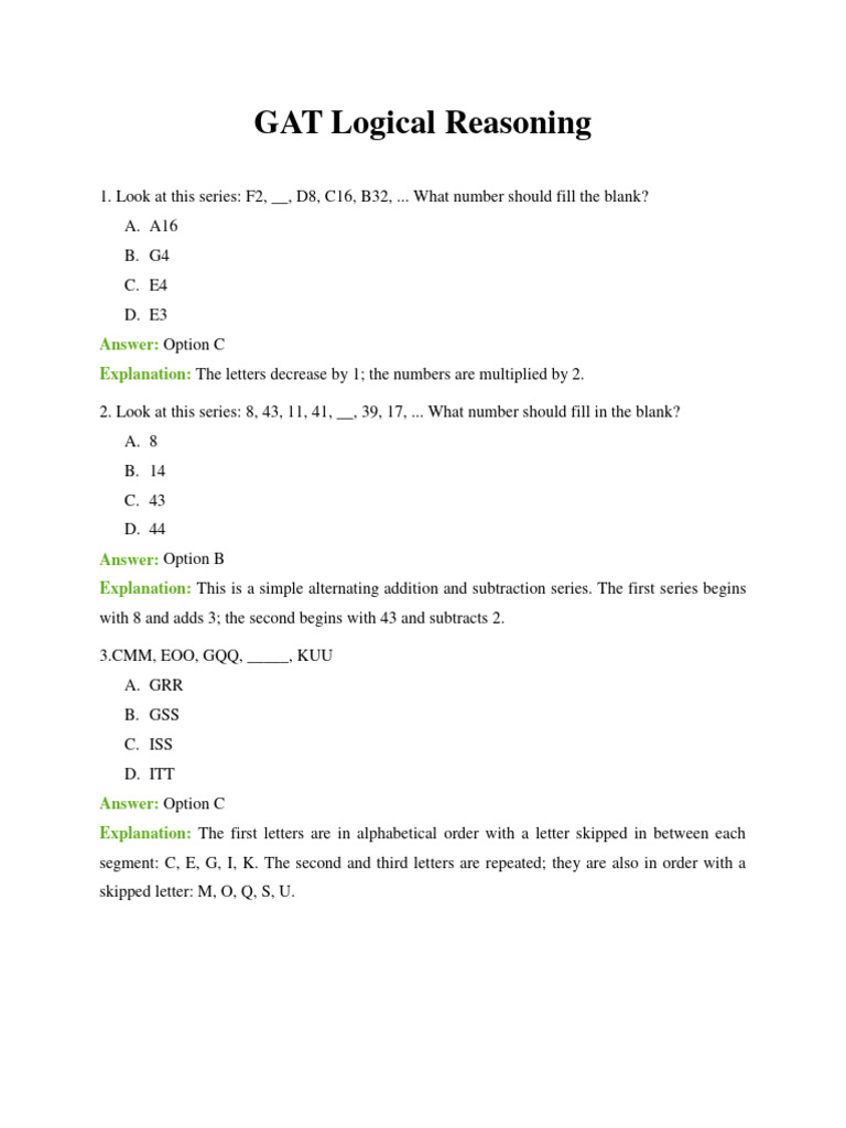 GAT Logical Reasoning | PDF | Argument