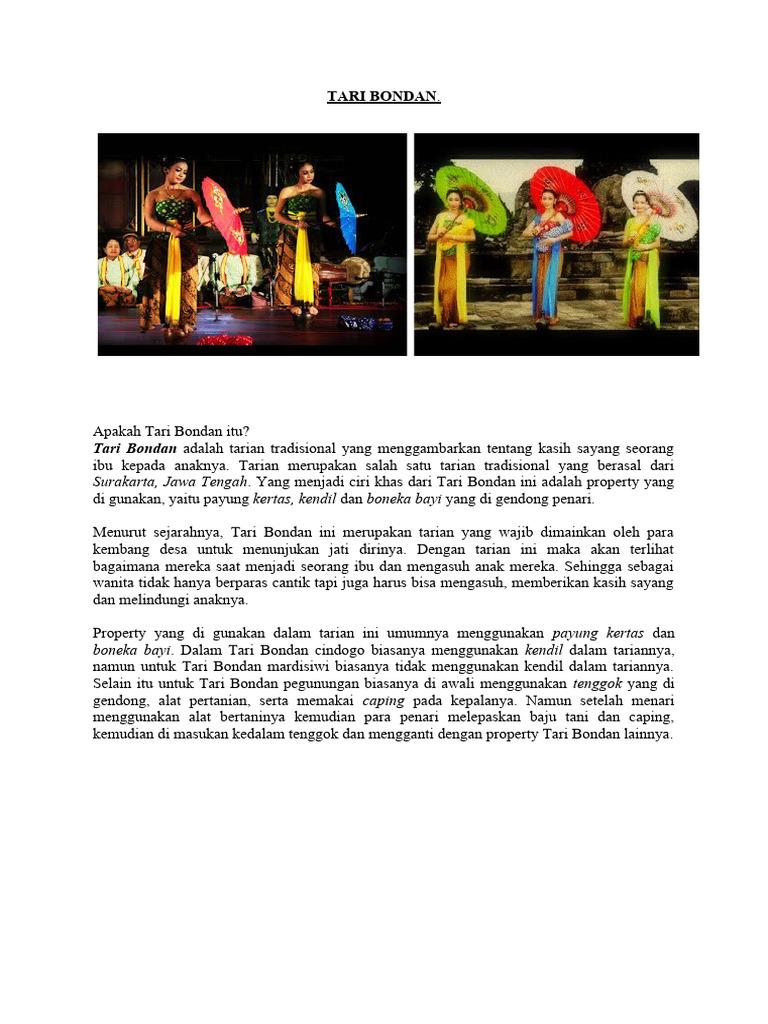 Tari Bondan: Tarian Tradisional Jawa | PDF