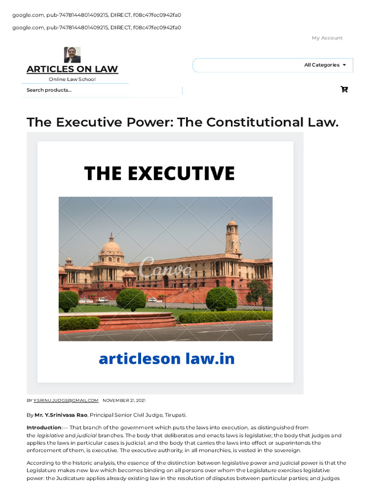 The Executive Power - The Constitutional Law. - ARTICLES On LAW | PDF ...