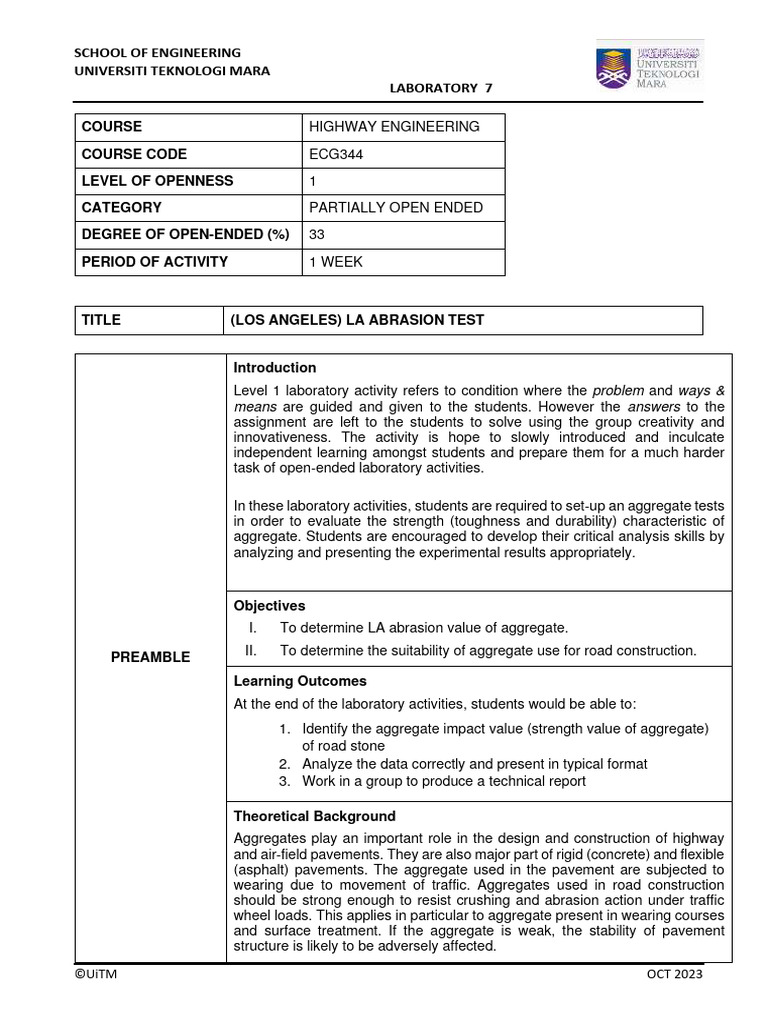 Los Angeles Abrasion Test Report | PDF | Road Surface | Physical Sciences