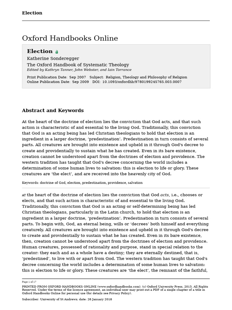 Election Pdf Grace In Christianity Predestination