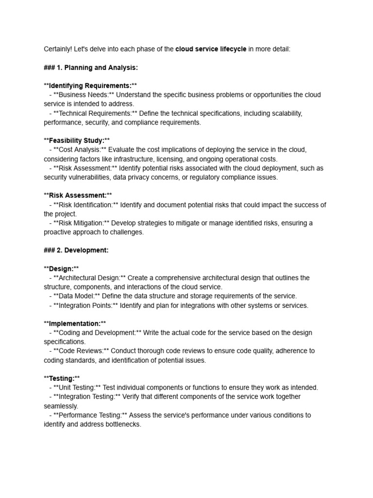 Cloud Service Lifecycle Guide | PDF
