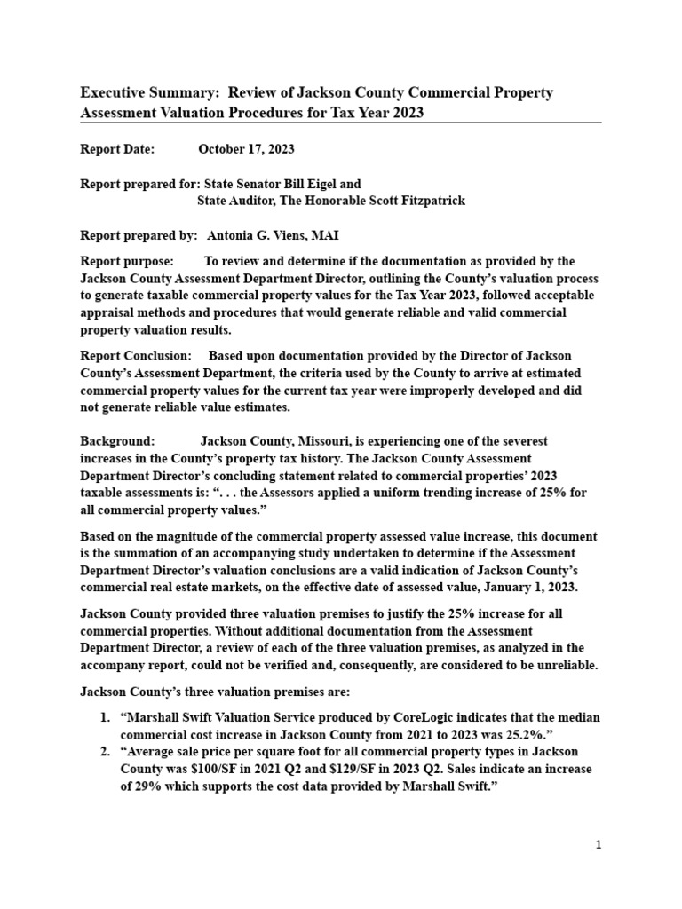 Research Report - Jackson County Commercial Property Assessment for Tax ...