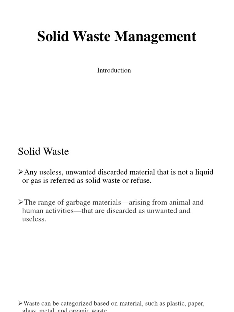 Solid Waste Management - Introduction | PDF
