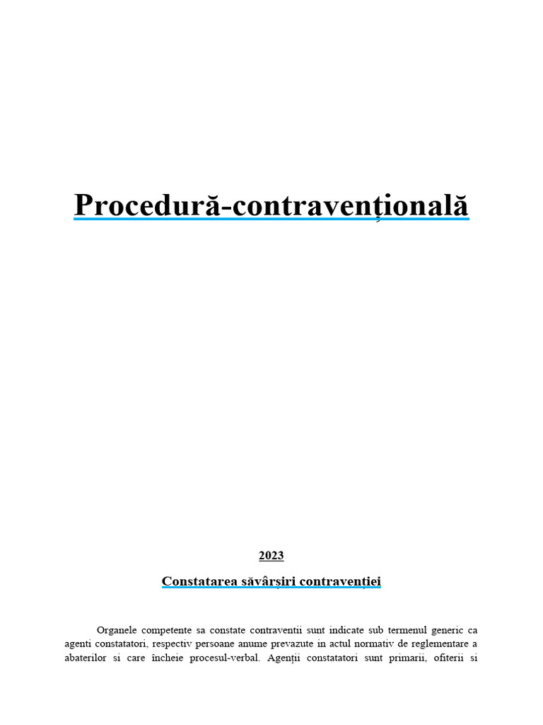 Procedură Contravențională | PDF