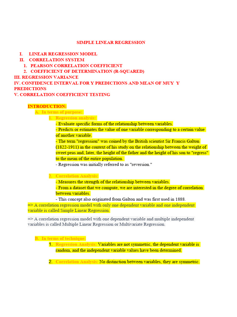 Simple Linear Regression and Correlation PDF | PDF | Regression Analysis | Linear Regression