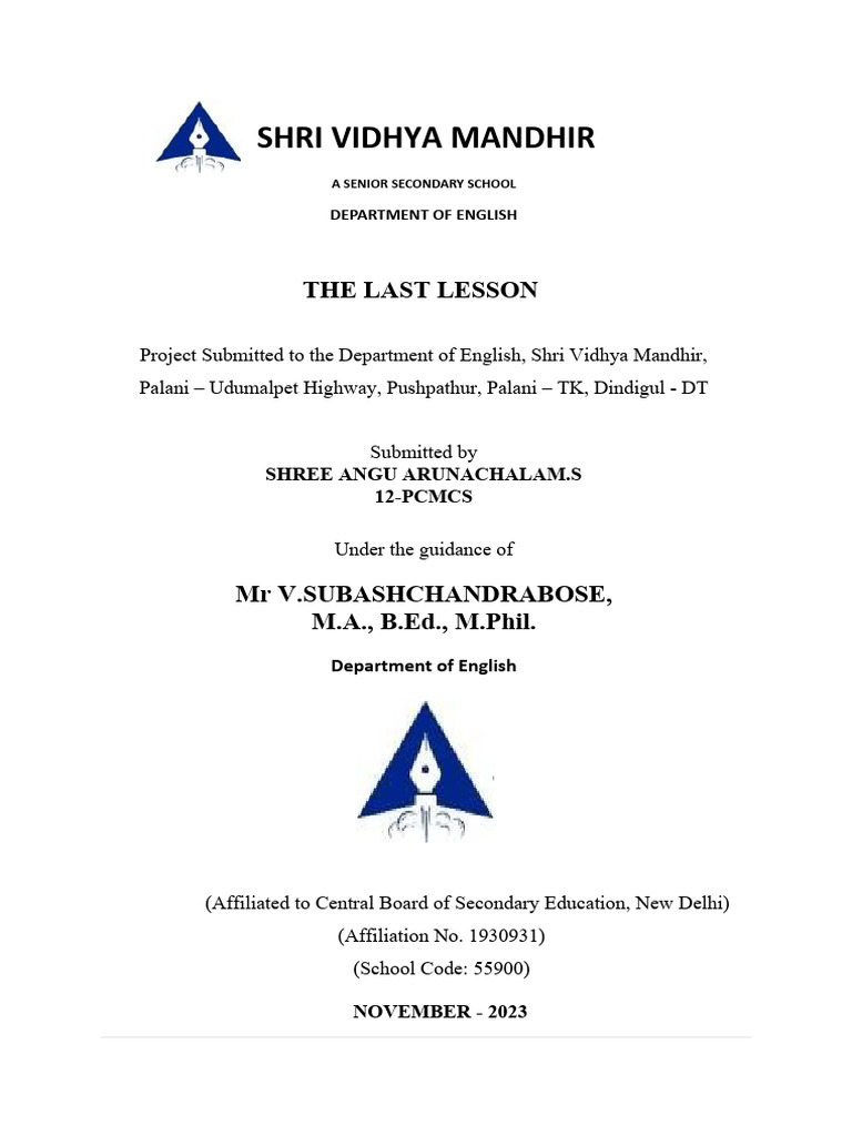 Shri Vidhya Mandhir | PDF | Franco Prussian War | Feeling