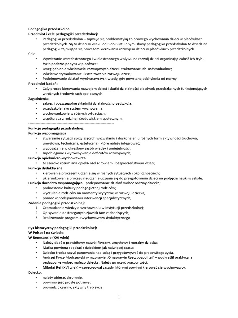 Pedagogika Przedszkolna Niratki | PDF