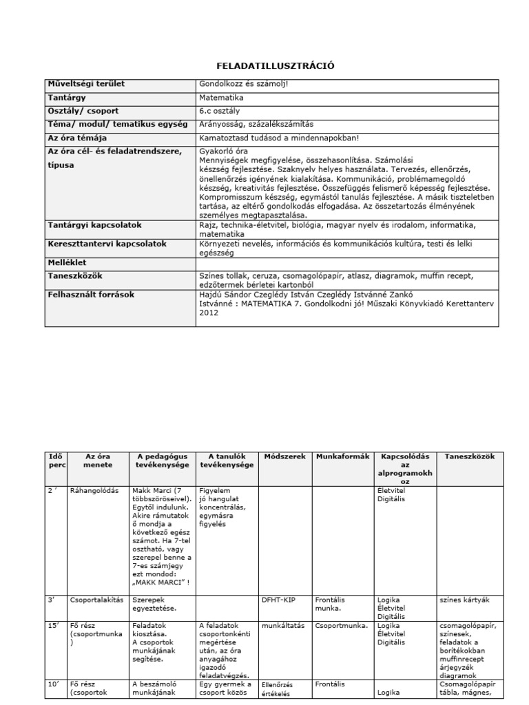 DFHT - Óravázlat 6. Arányosság, Százalékszámítás | PDF