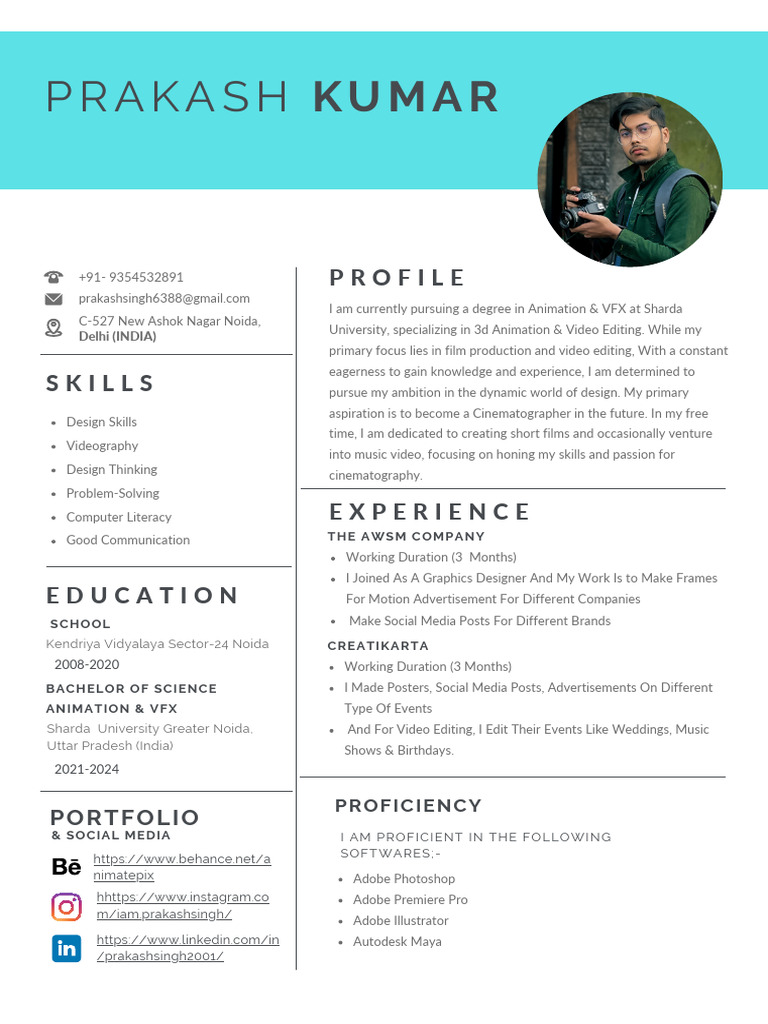 Grey Clean CV Resume Photo | PDF