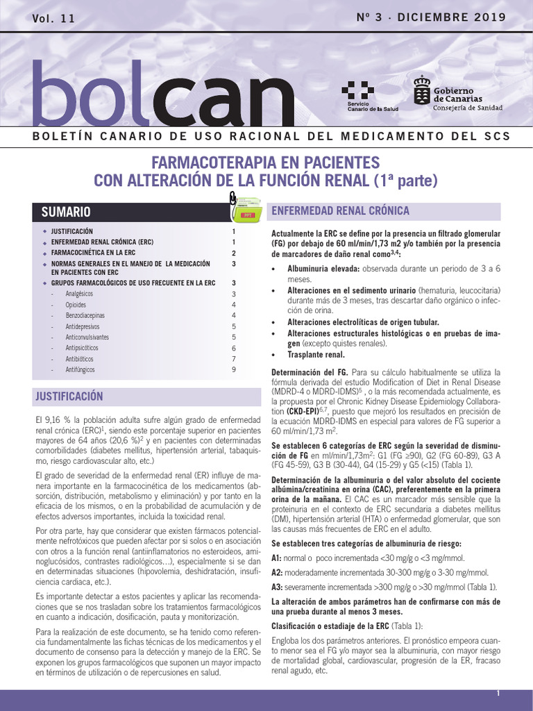 BOLCAN_Farmacoterapia en ERC_Vol11nº3_2019 | PDF | Medicamentos con ...