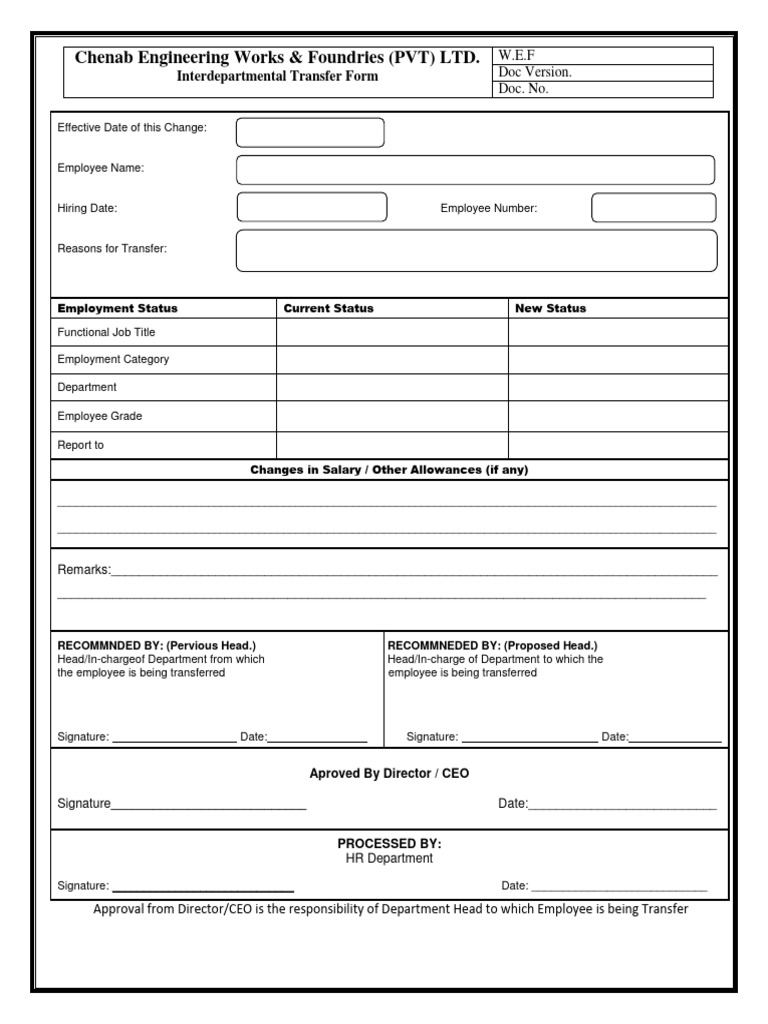3 - Interdepartmental Transfer Form | PDF | Business