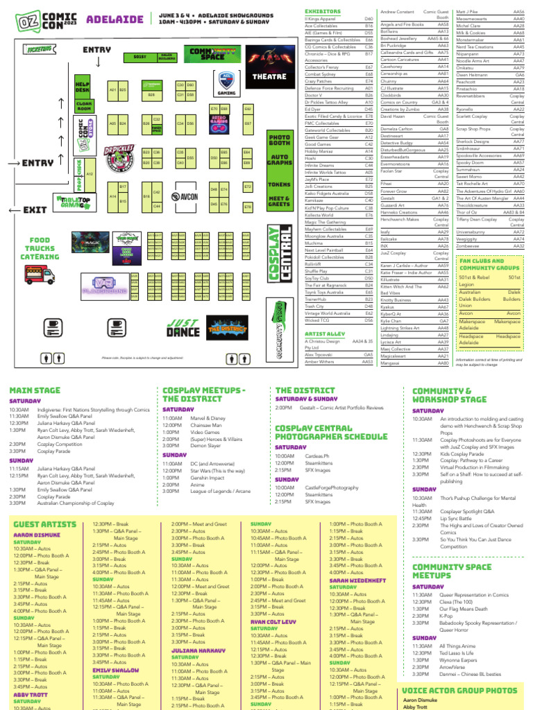 Oz Comic Con Adelaide 2023 Show Map Schedule | PDF | Entertainment ...