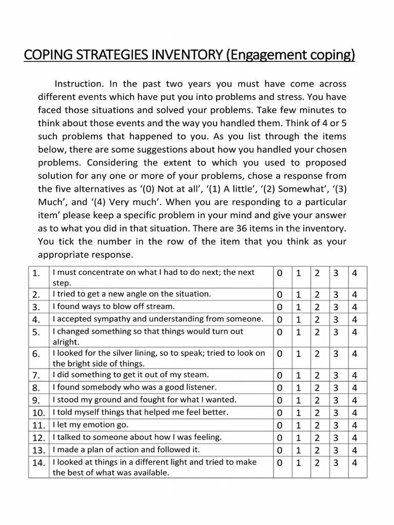 Coping Strategies Inventory | PDF