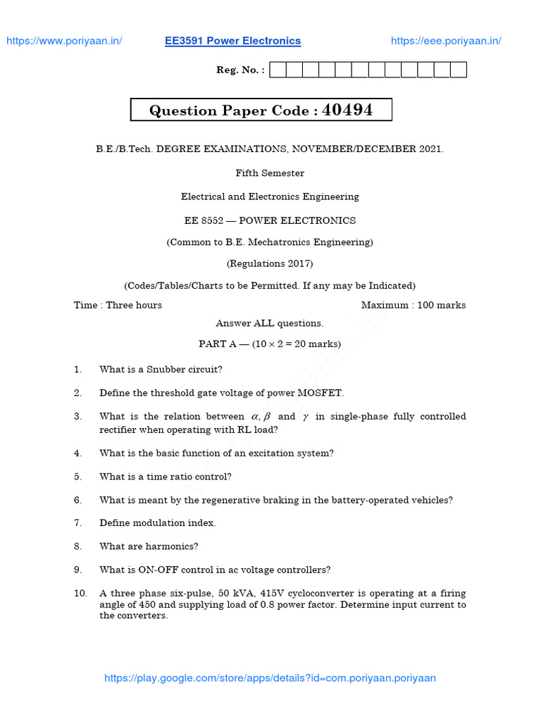 EE3591 Power Electronics Exam Paper | PDF | Rectifier | Power Inverter