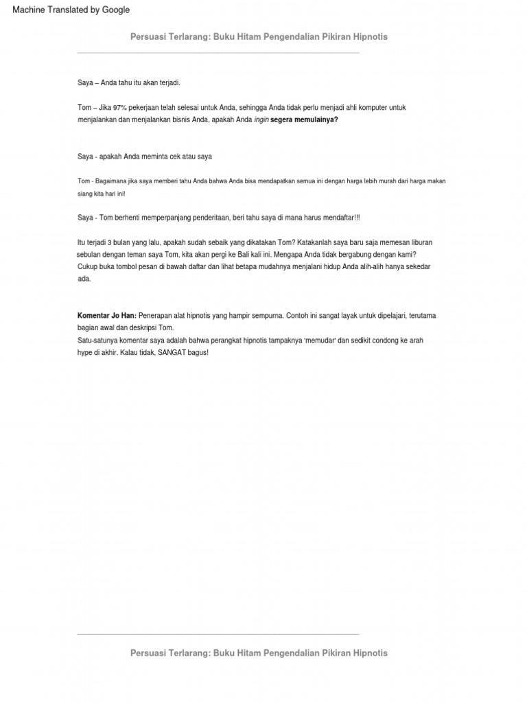 Hipnotis untuk Bisnis: Panduan Praktis | PDF