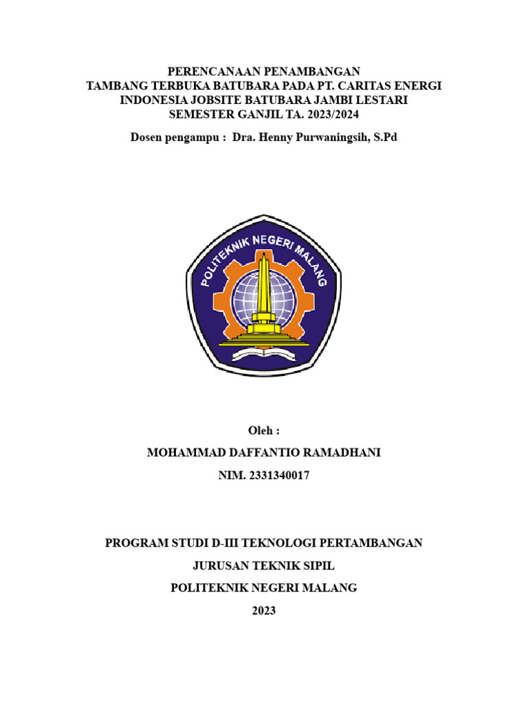 Perencanaan Penambangan | PDF