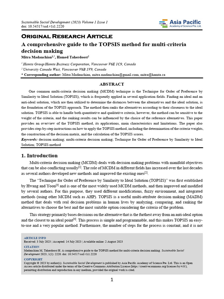 A Comprehensive Guide To The TOPSIS Method For Multi-Criteria Decision ...