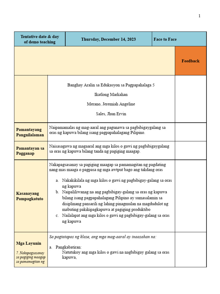 1d Merano Sales-Lesson Plan | PDF