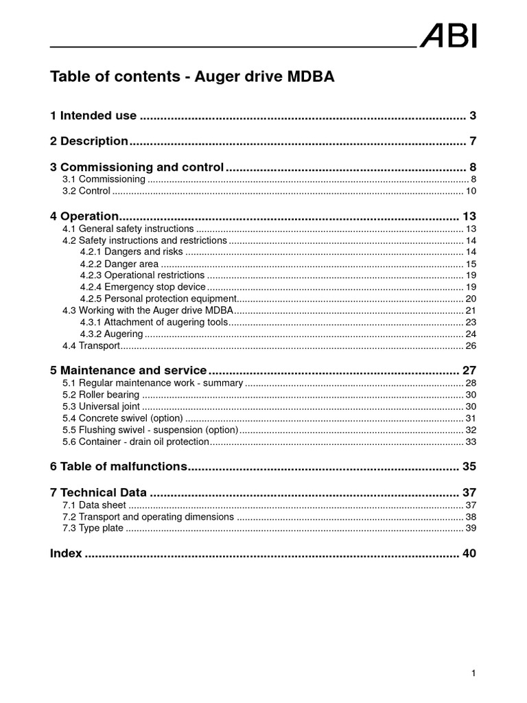 OM Auger Drive MDBA 4500-2 D6 G0011462 | PDF | Deep Foundation | Drilling