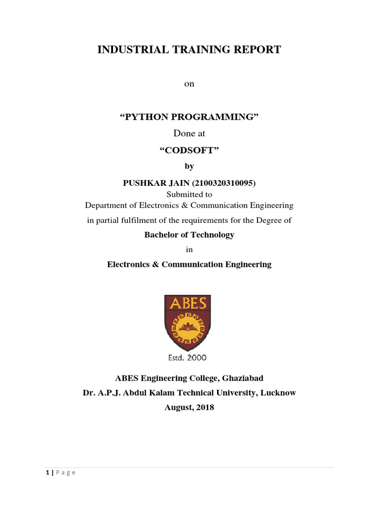Industrial Training Report PDF | PDF | Object Oriented Programming | Password