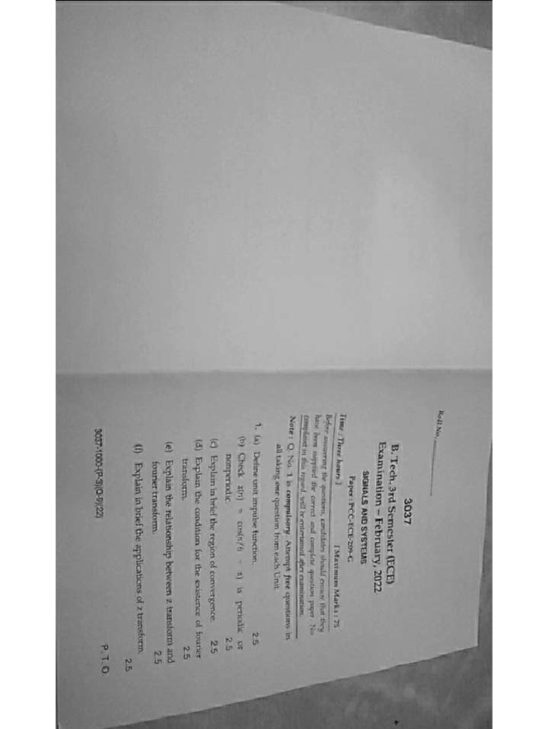 2022-B.TECH-3rd SEM-SIGNALS-AND-SYSTEMS | PDF