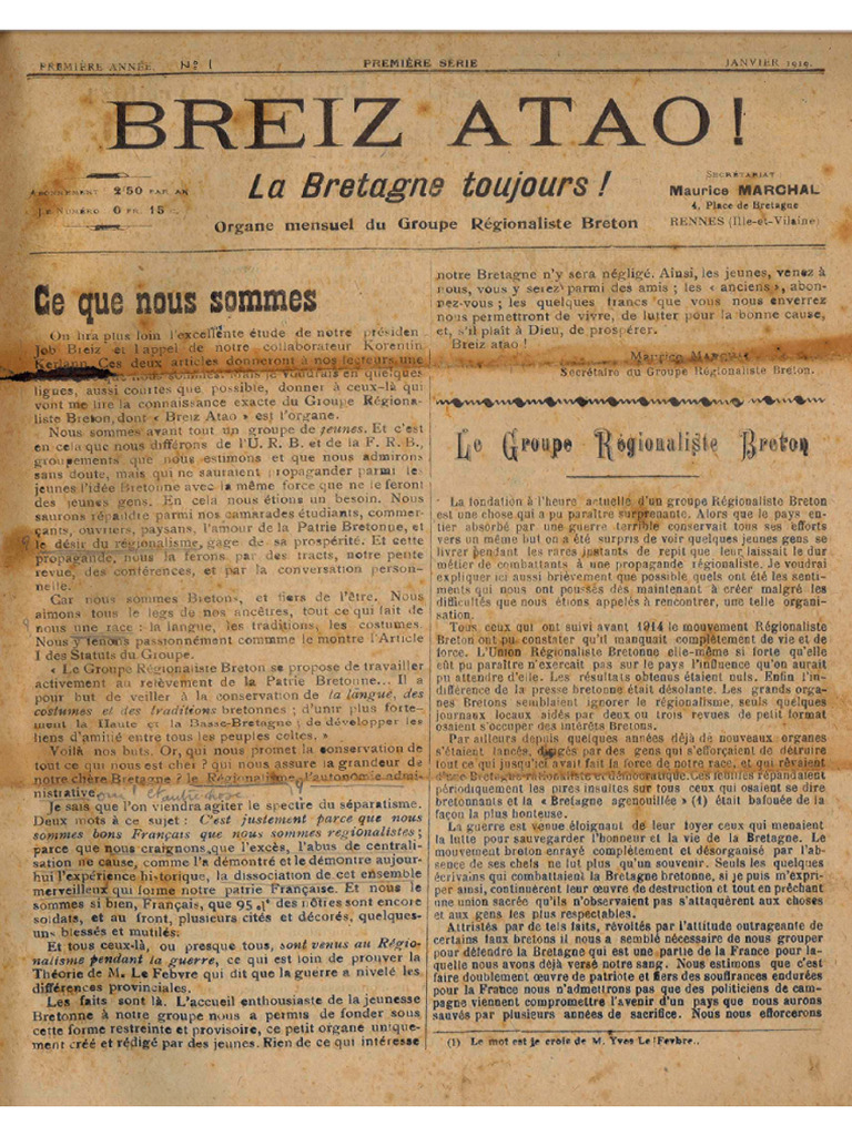 Breiz Atao 1919 | PDF