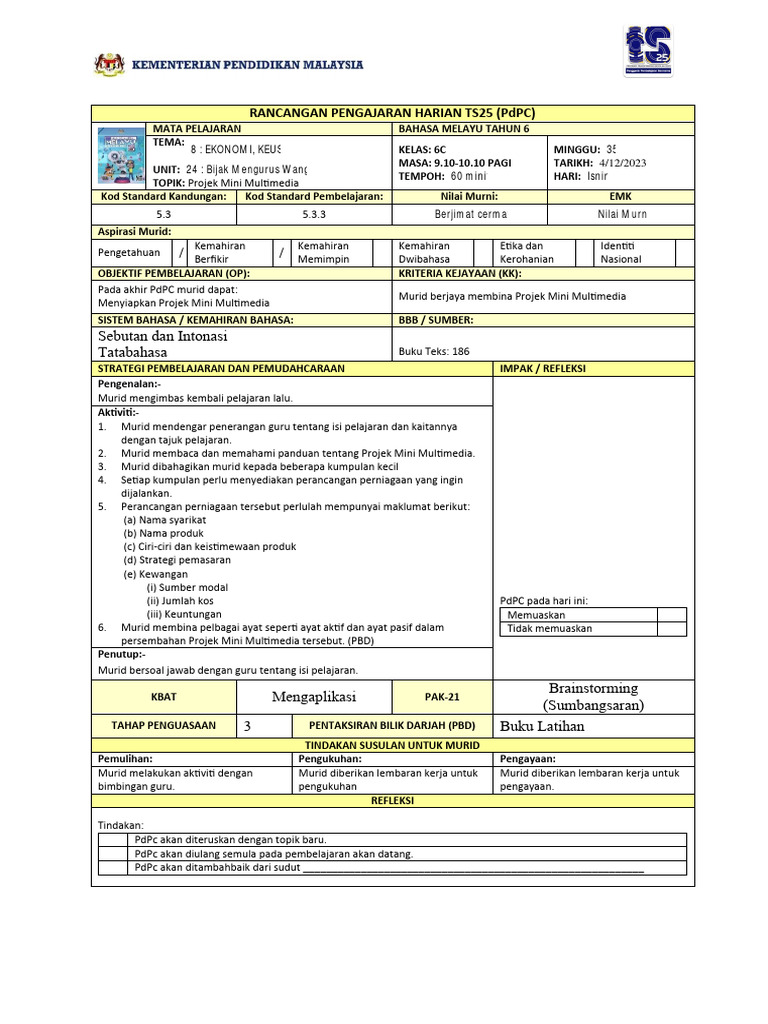 BM THN 6 TS25 (Minggu 35) 6C (4-8 Dis 2023) | PDF