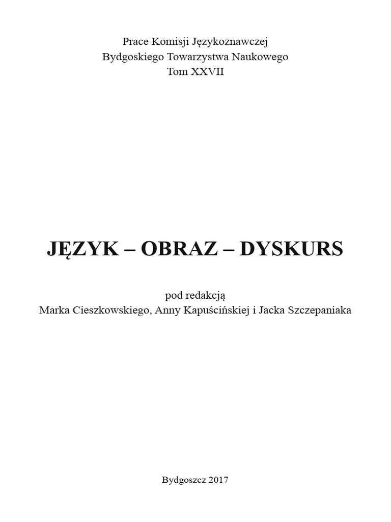 Jezyk Obraz Dyskurs | PDF
