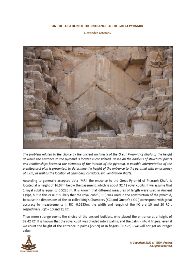 On The Location of The Entrance To The G | PDF | Triangle | Egyptian ...