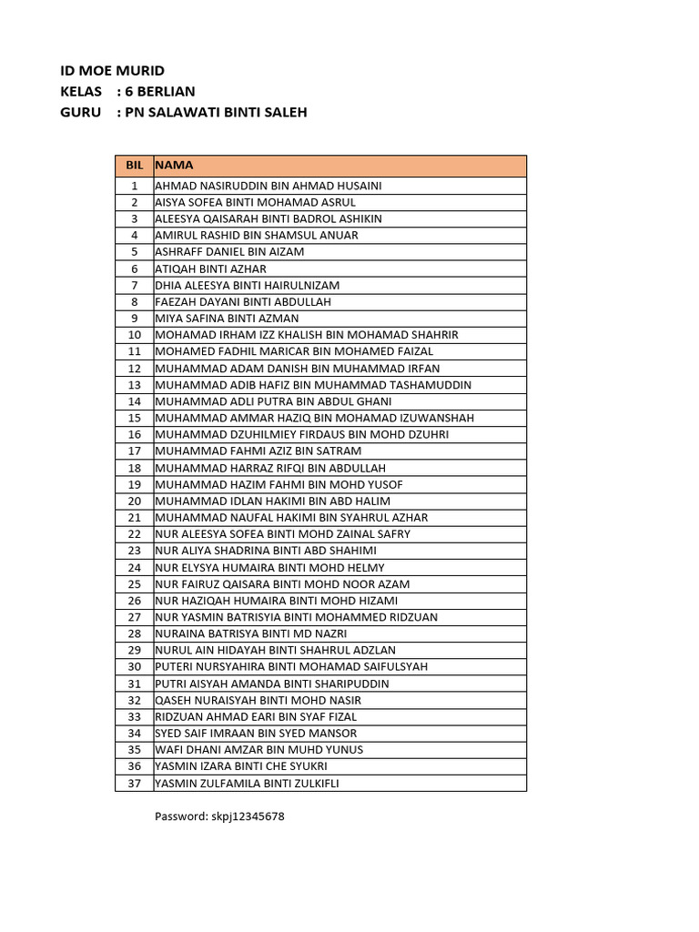 Id Moe Murid 6 Berlian Tahun 2023 | PDF