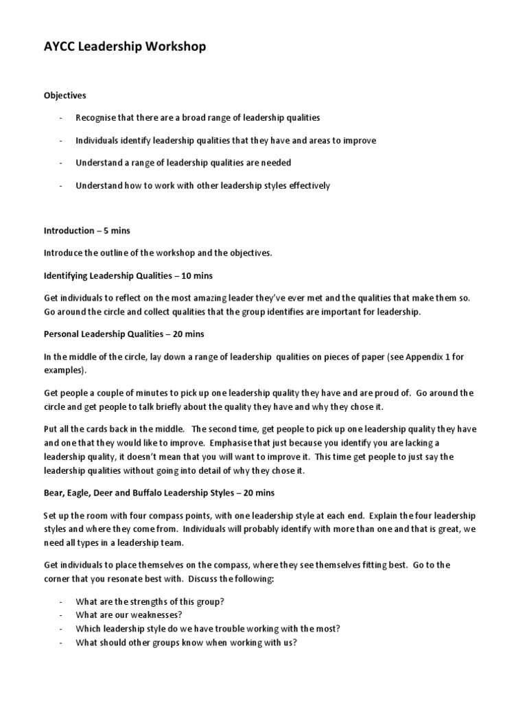 AYCC Leadership WS | PDF | Leadership