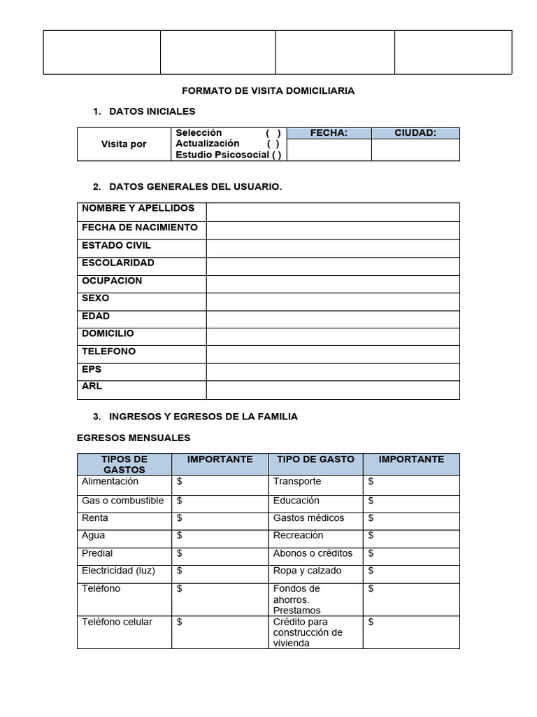 8.formato de Visita Domiciliaria | PDF