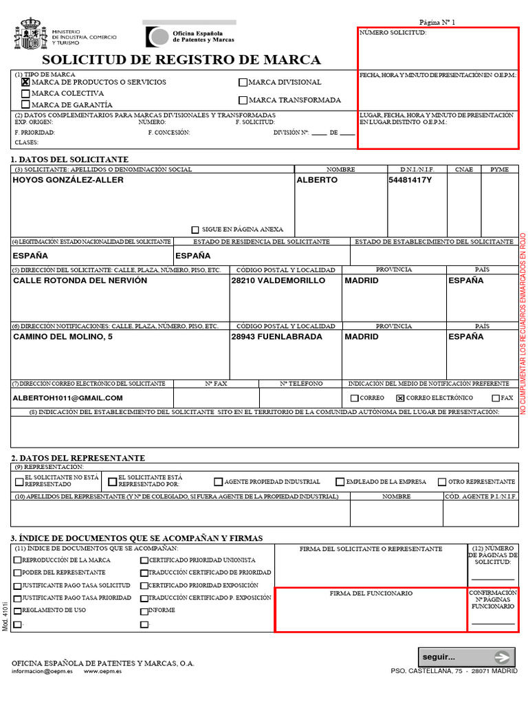 Documento Solicitud de Marca | PDF