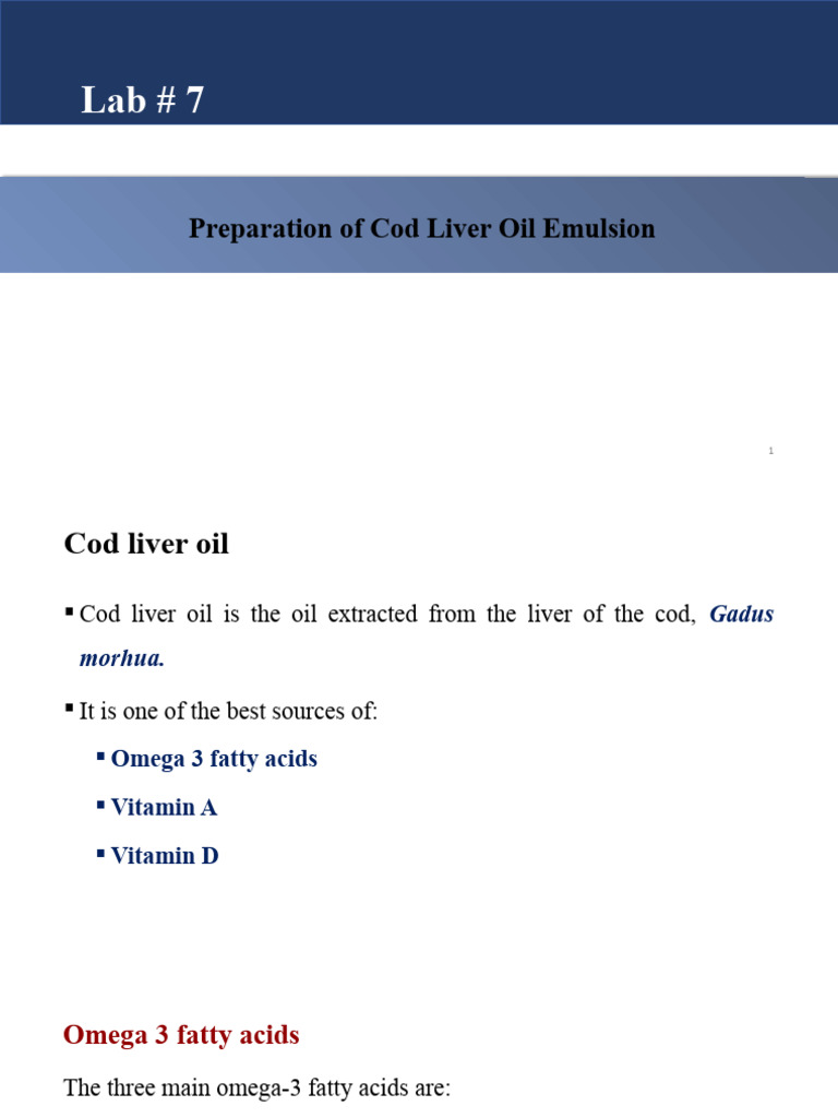 Cod Liver Oil Emulsion Preparation Guide | PDF | Wellness