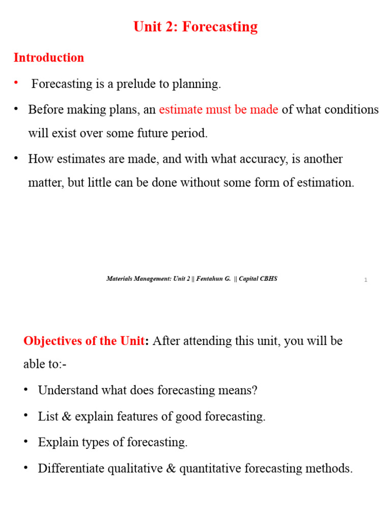 Unit 2 | PDF | Forecasting | Economies