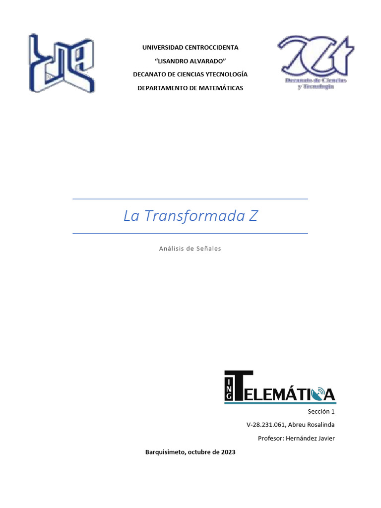 La Transformada Z | PDF | Ecuaciones | Transformada de Laplace